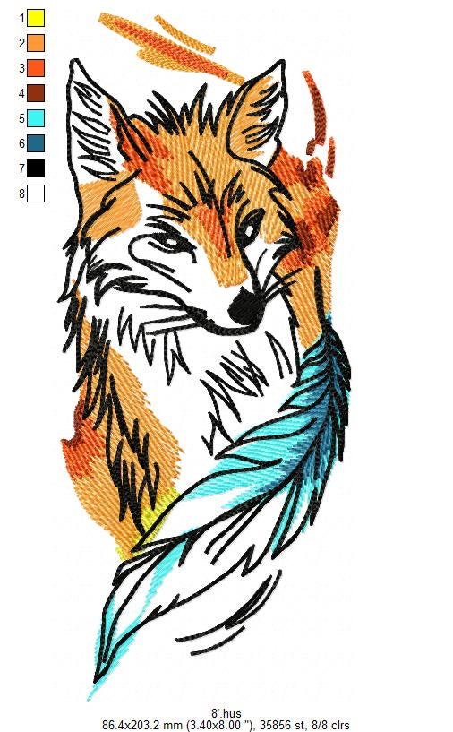 Fox Machine Embroidery Designsfox Embroidery Designsfox - Etsy