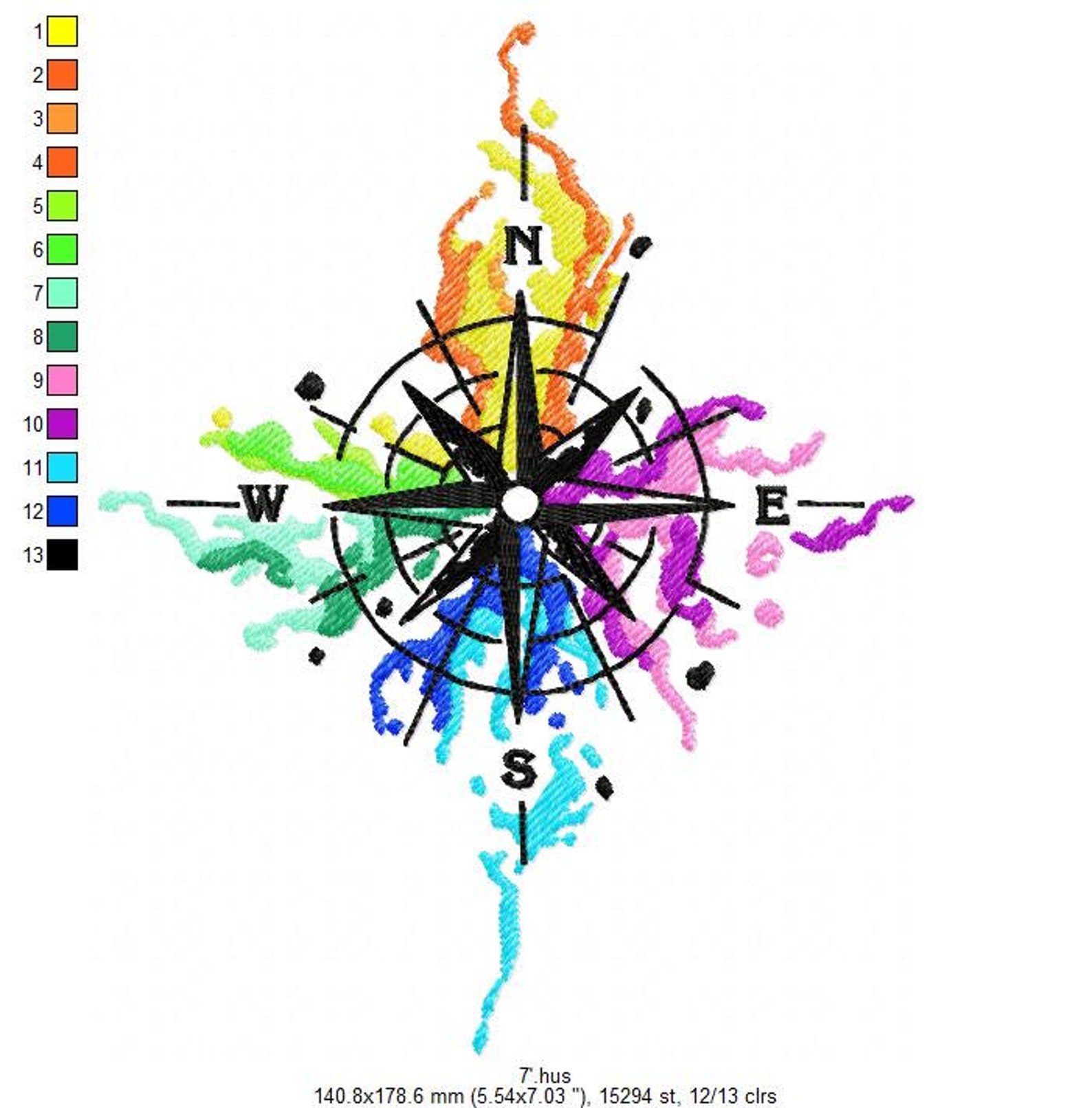 Compass Rose Embroidery Designcompass Rose Embroidery - Etsy