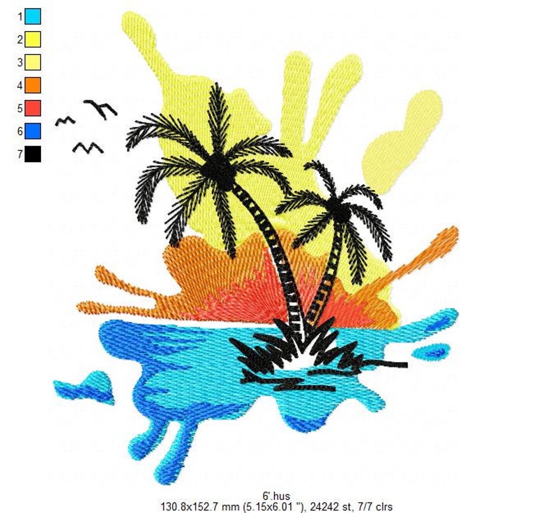 Palm Tree Machine Embroidery Designspalm Tree Embroidery - Etsy