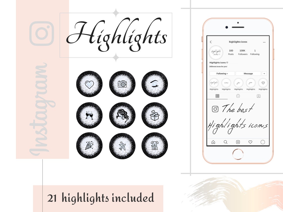 Instagram Highlight Icons Black Whiteblack Instagram Story - Etsy