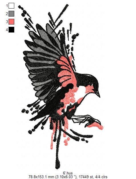 Robin Embroidery Design Bird Machine Embroidery Designs Bird | Etsy