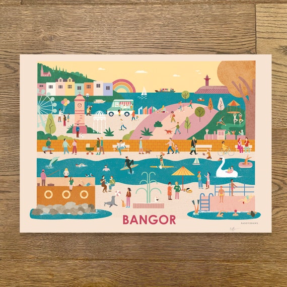 BANGOR Print County Down Poster Northern Ireland. Vintage - Etsy
