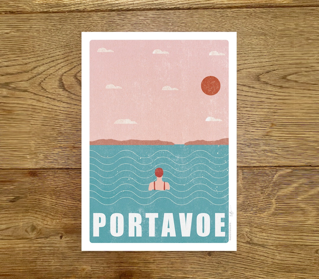 Portavoe Beach - Print - Swimming Poster - Vintage - Wall Art - County ...