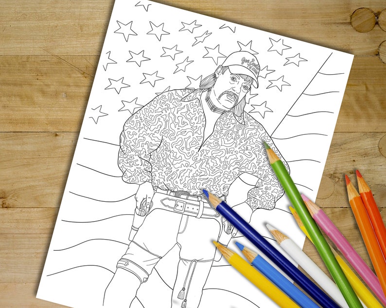 Printable Tiger King Coloring Sheets - Digital Joe Exotic Adult ...