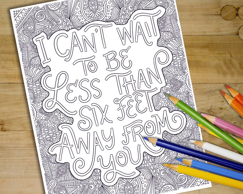 Quarantine Coloring Sheets Printables || Social Distancing Greeting ...