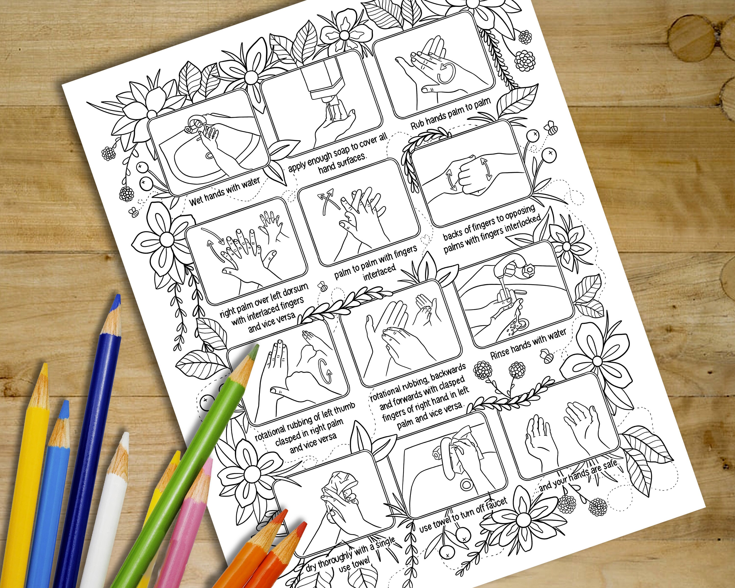Social Distancing Adult Coloring Pages || Wash Your Hands Colouring ...