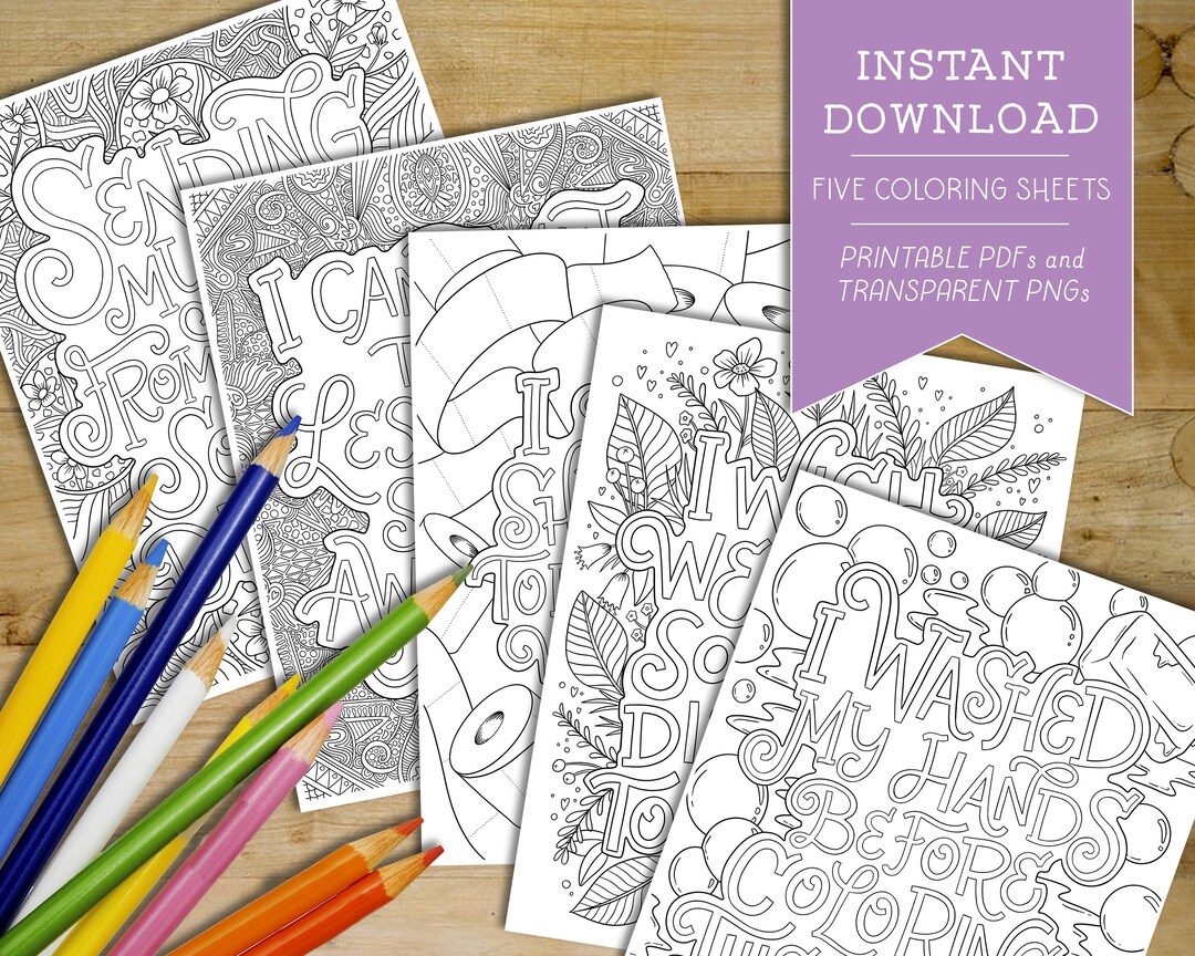 Quarantine Coloring Sheets Printables || Social Distancing Greeting ...