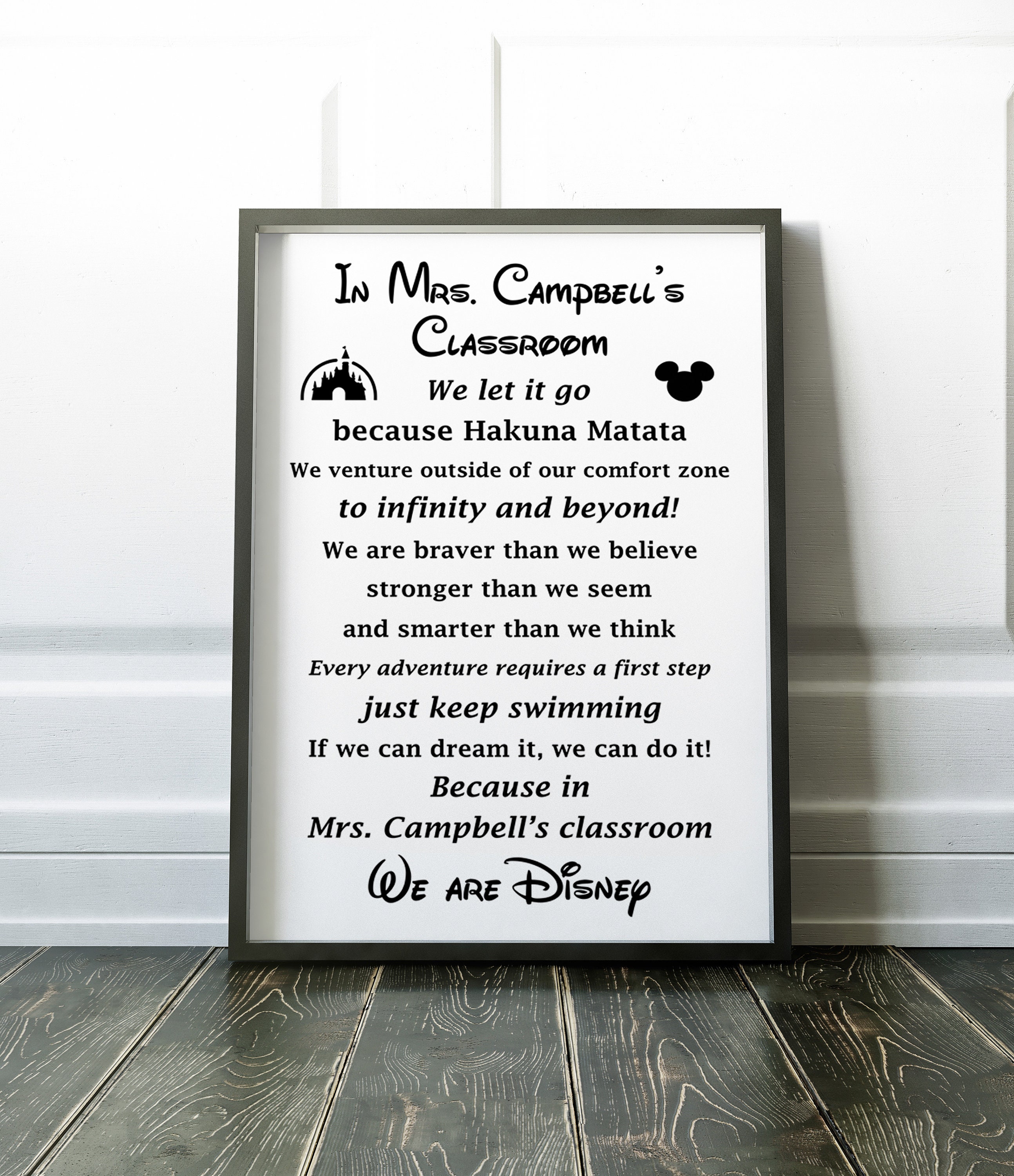 Teacher Disney Classroom Poster Gift for Teacher Disney - Etsy