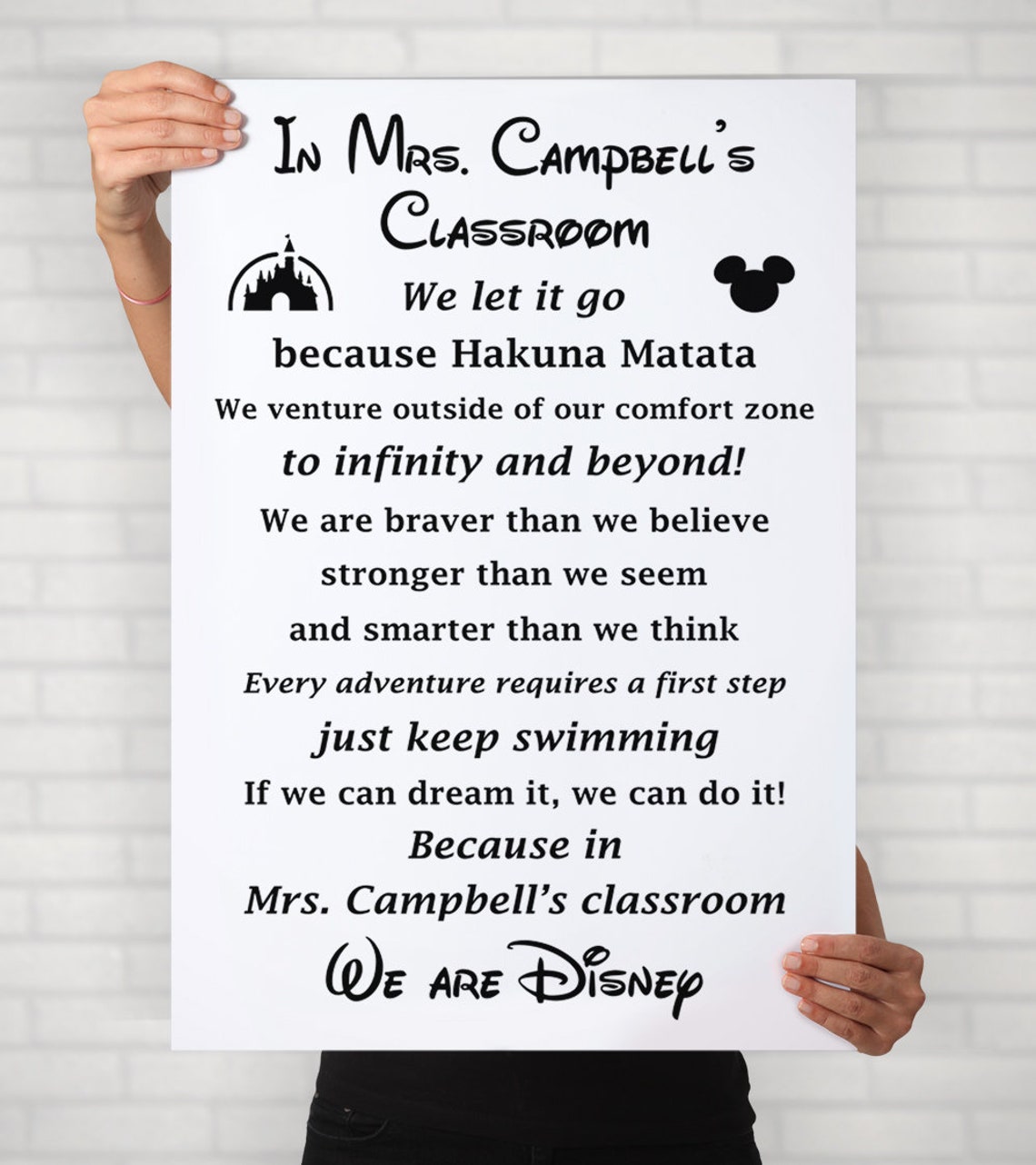 Teacher Disney Classroom Poster Gift for Teacher Disney - Etsy