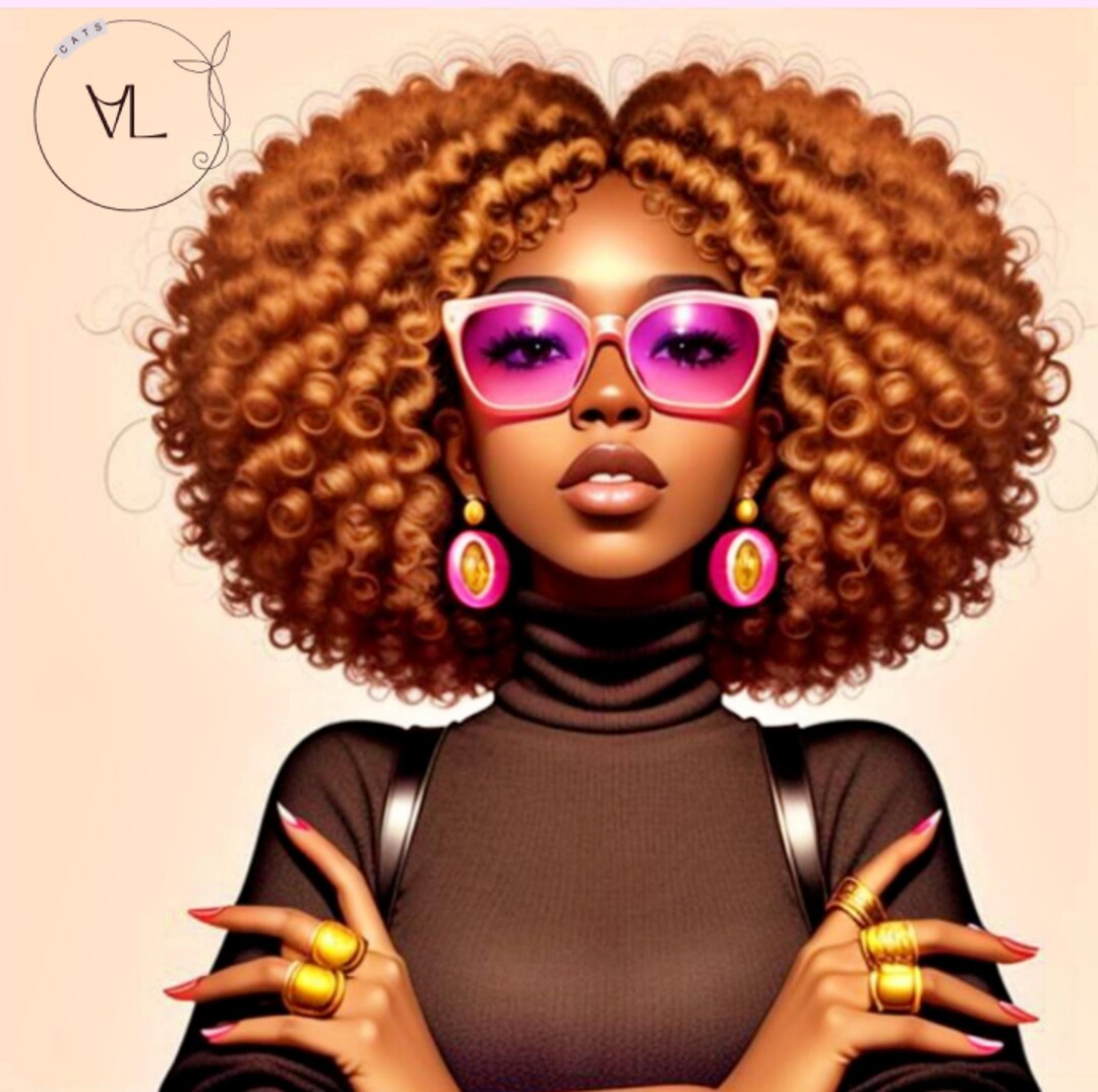 Black Woman Clip Art- Commercial Use - Black Girl Art Print -black ...