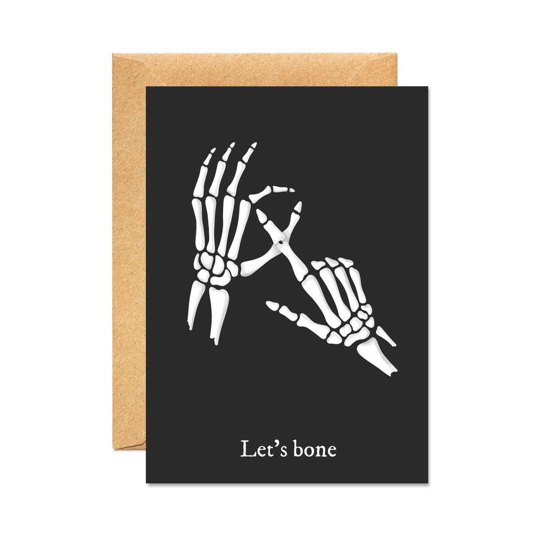 Let's Bone - Skeleton Gothic Card - Etsy