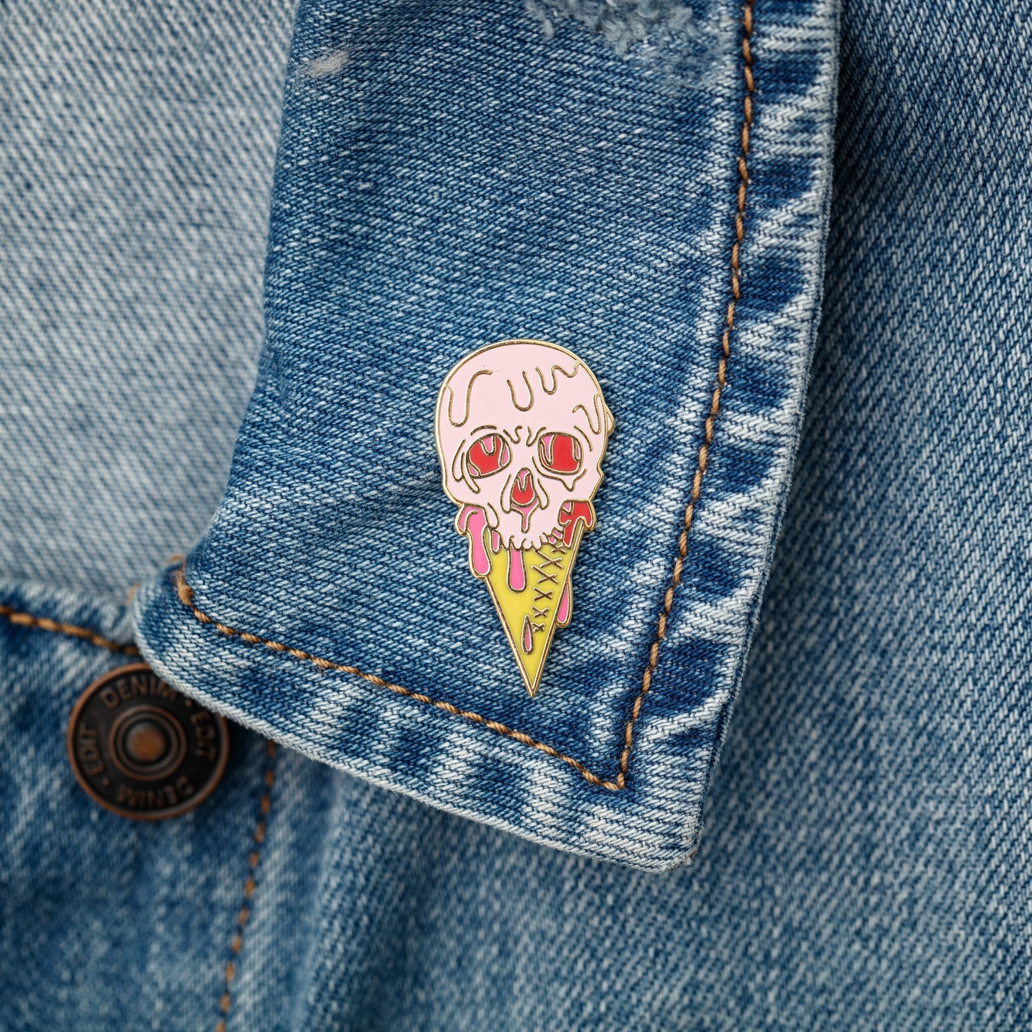 Skull Ice Cream Enamel Pin Skully Drip / Hard Enamel Pin | Etsy