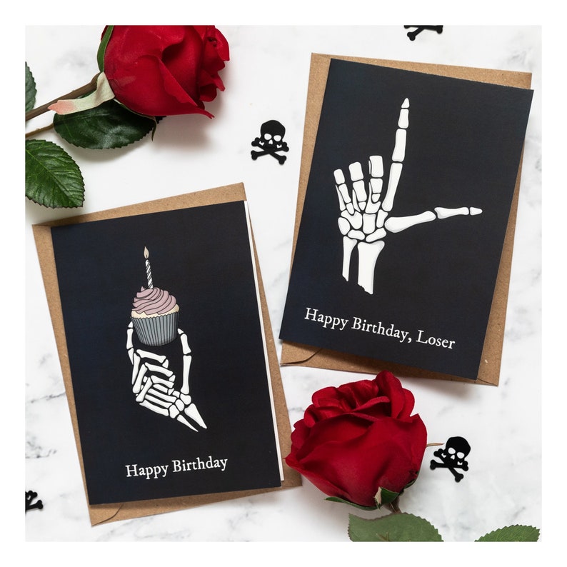 Happy Birthday Loser Skeleton Gothic Card - Etsy