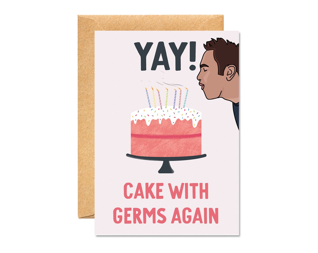 Cake With Germs Man - Pandemic Funny Birthday Card - Etsy