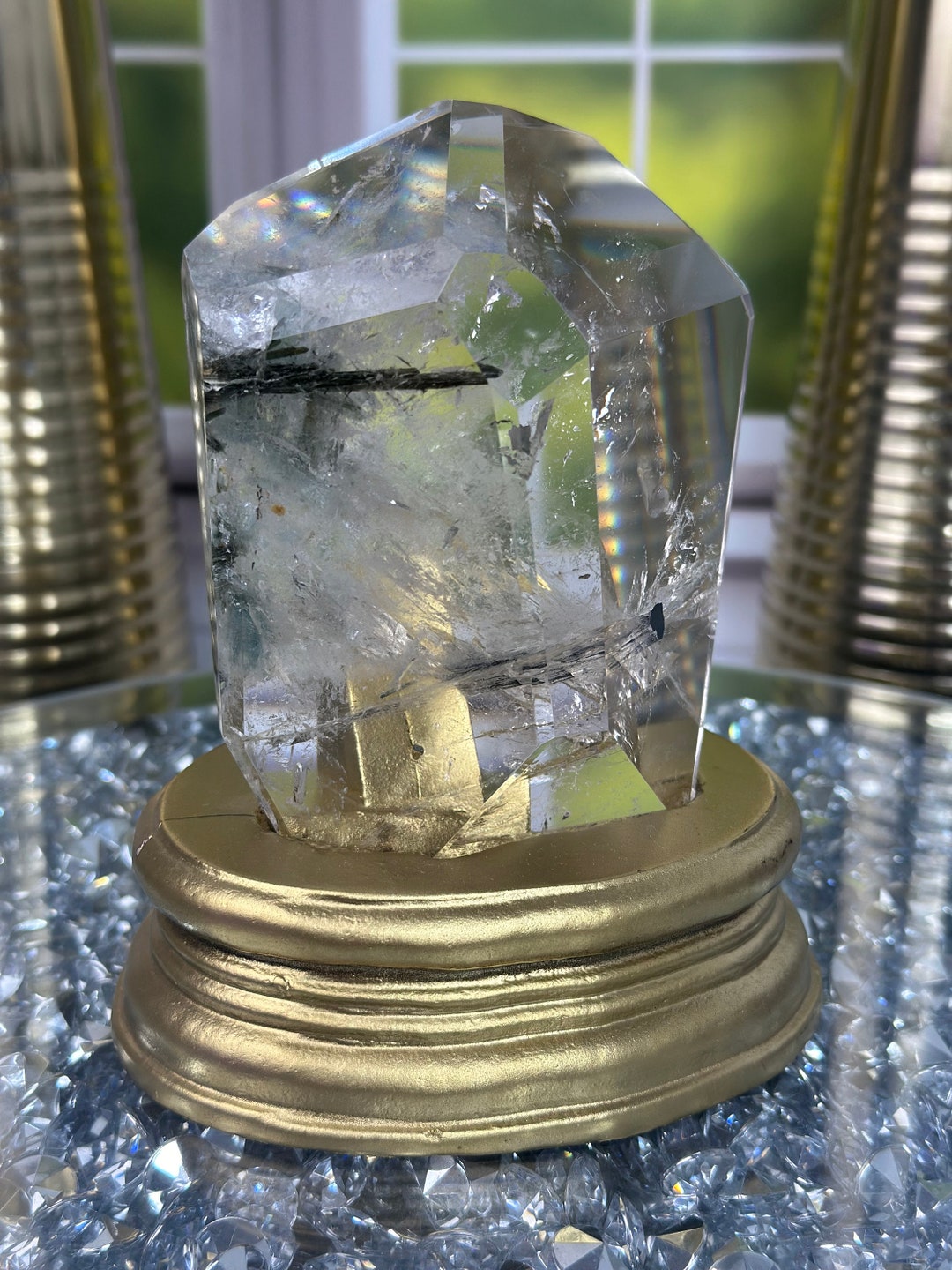 High Grade Clear Quartz With Blue-green Tourmaline Inclusions - Etsy