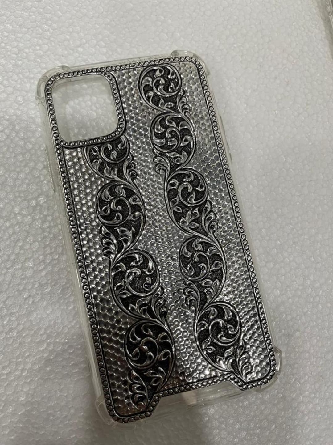 Customizable Sterling Silver iPhone Case: Floral Engraved Luxury Cover ...