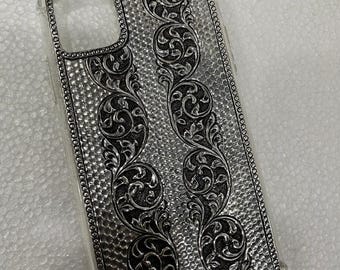 Customizable Sterling Silver iPhone Case: Floral Engraved Luxury Cover ...