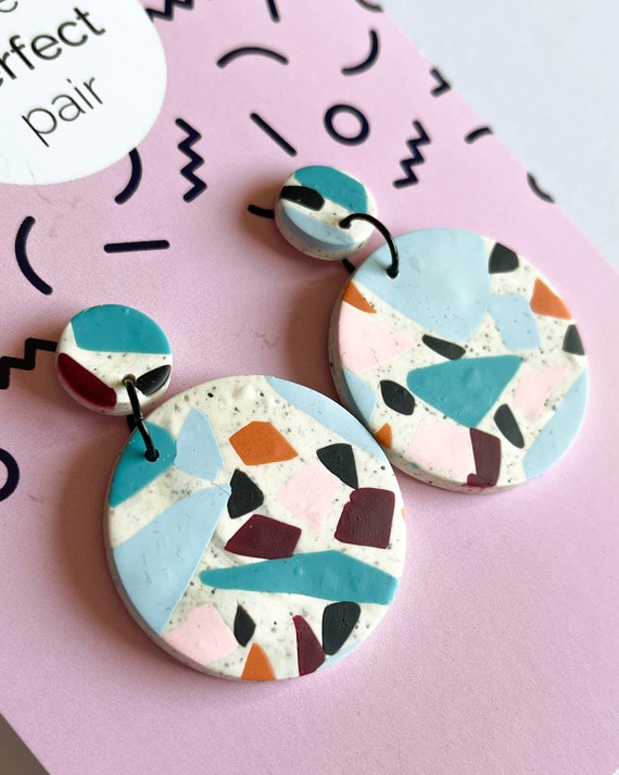 Terrazzo clay earrings store
