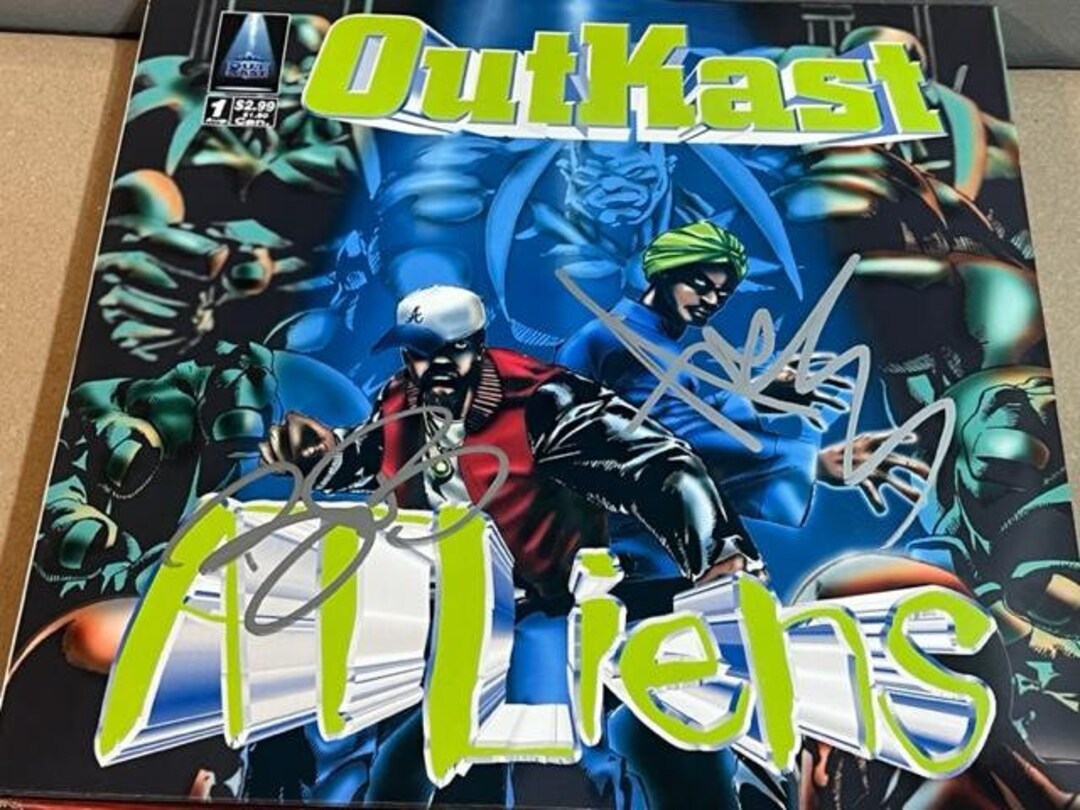 Andre 3000 & Big Boi Dual Signed Autographed OUTKAST Aliens Record ...