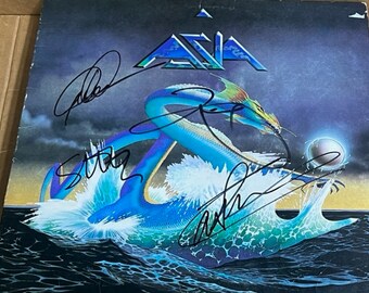 ASIA ALPHA SIGNED Album X4 Geoff Downes, Carl Palmer, Steve Howe, John ...