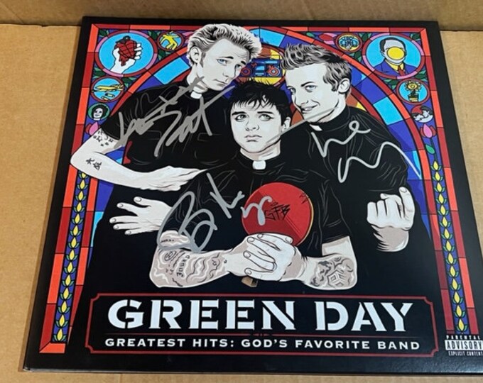 Billie Joe Mike & Tre Cool Signed Autographed GREEN DAY Greatest Hits ...