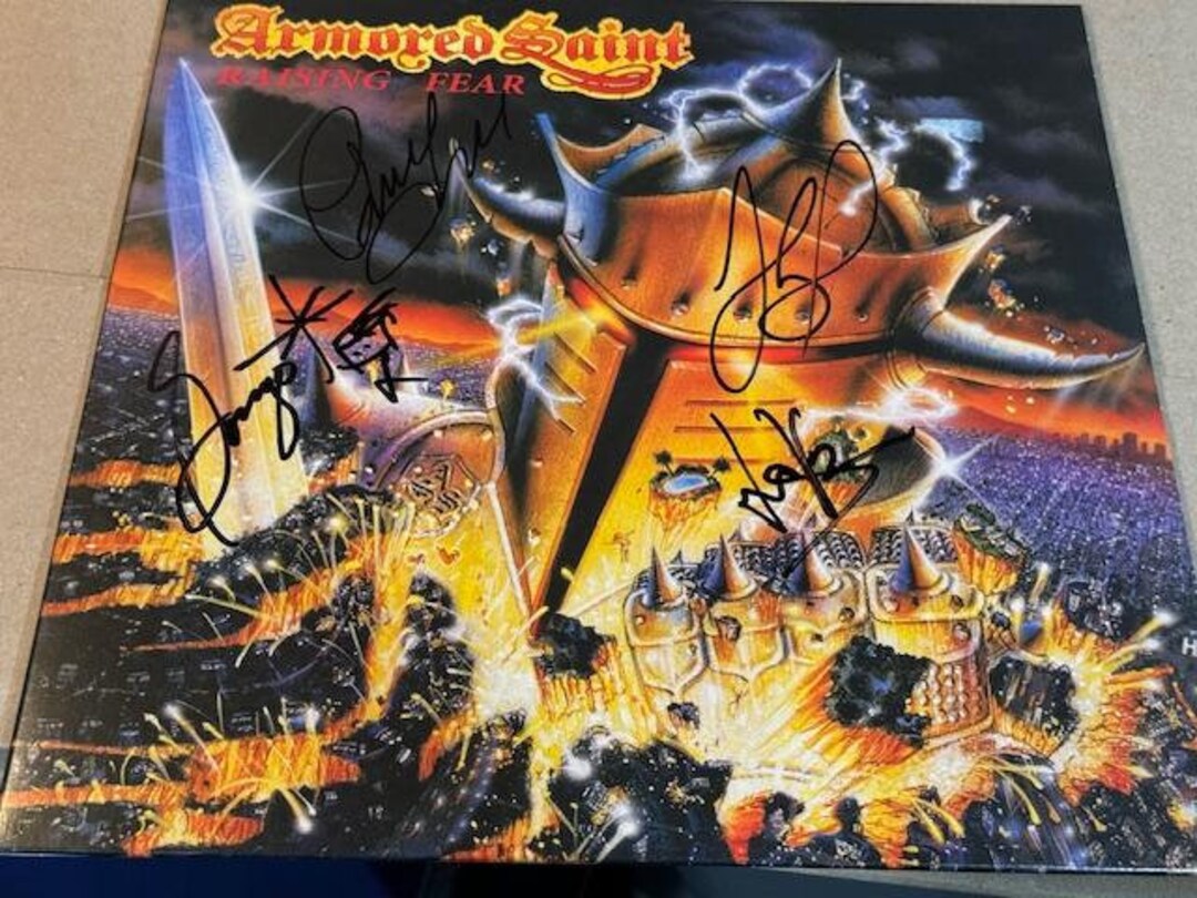 Armored Saint FULL BAND Signed Autographed Raising Fear Record Album LP ...