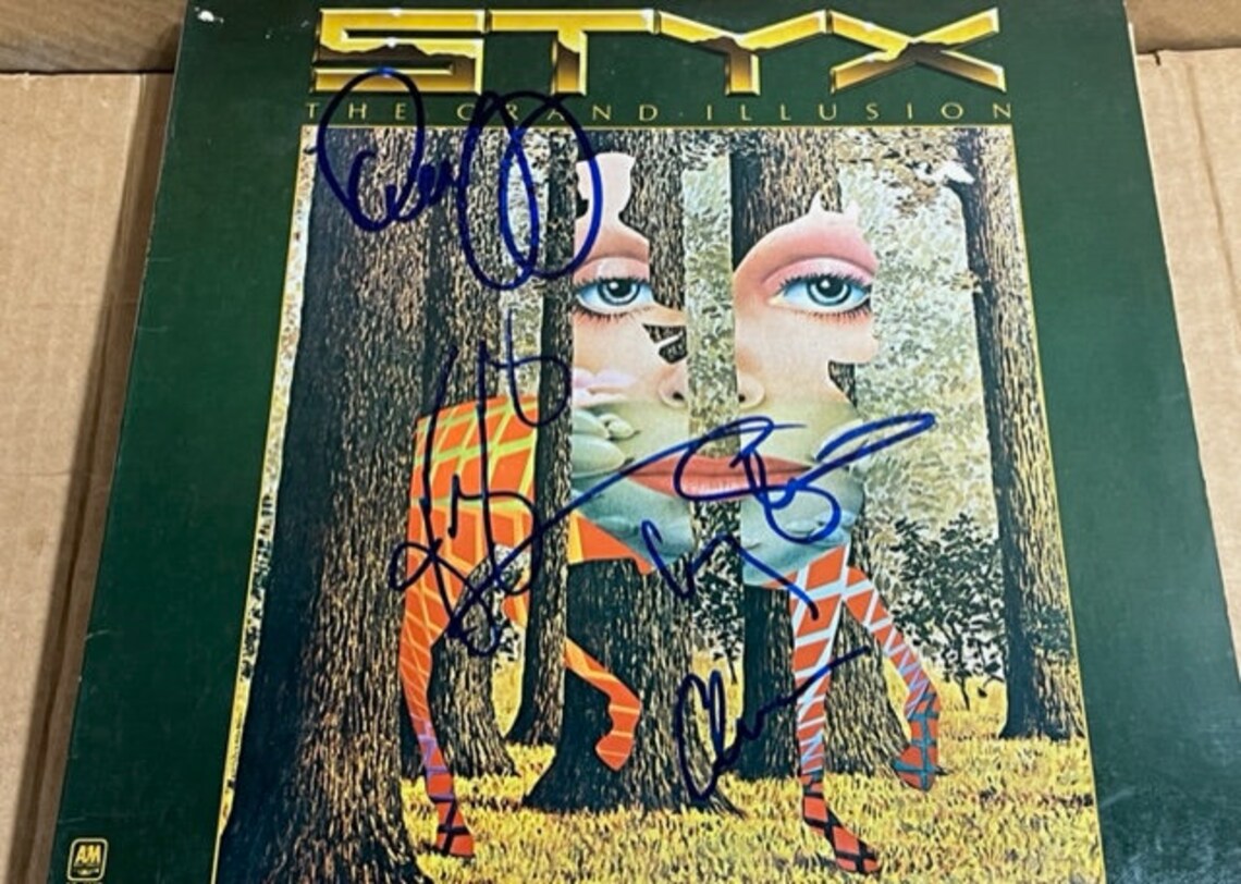 Styx FULL BAND Signed Autographed Vintage the Grand Illusion Record ...