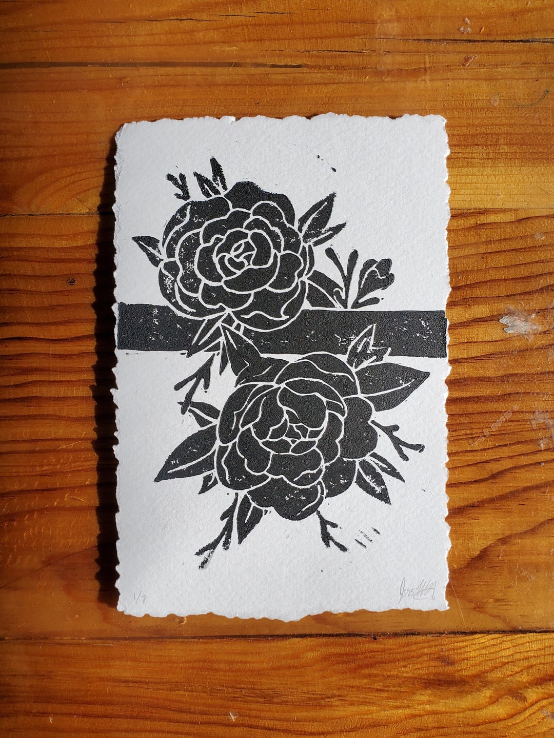 Peony Linocut Print - Limited Edition - Etsy