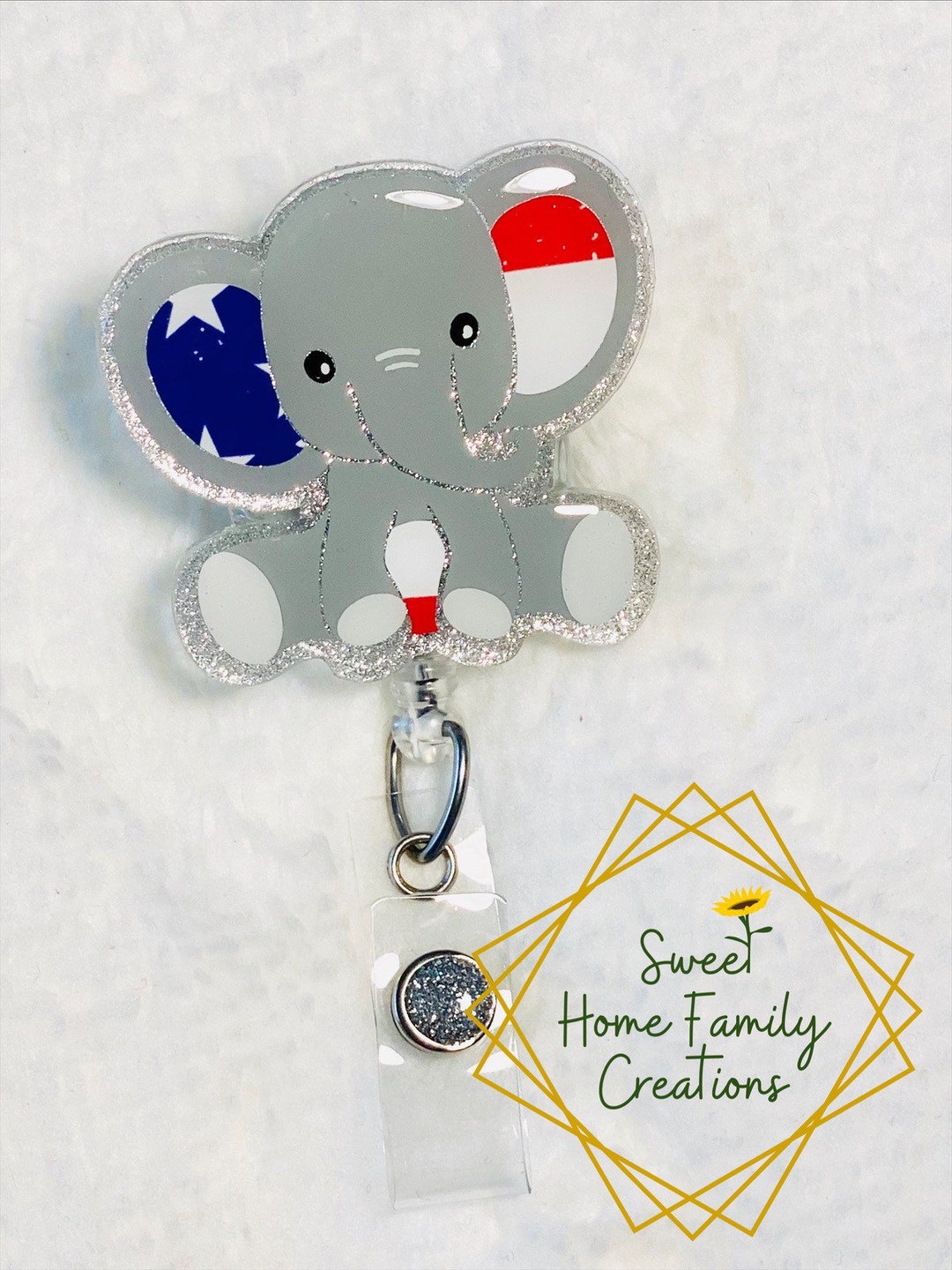 Elephant Badge Reelinterchangeablenurseelephant ID - Etsy
