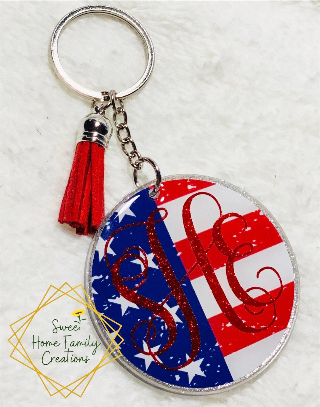 Circle Monogram Acrylic Keychain Personalized Keychain - Etsy