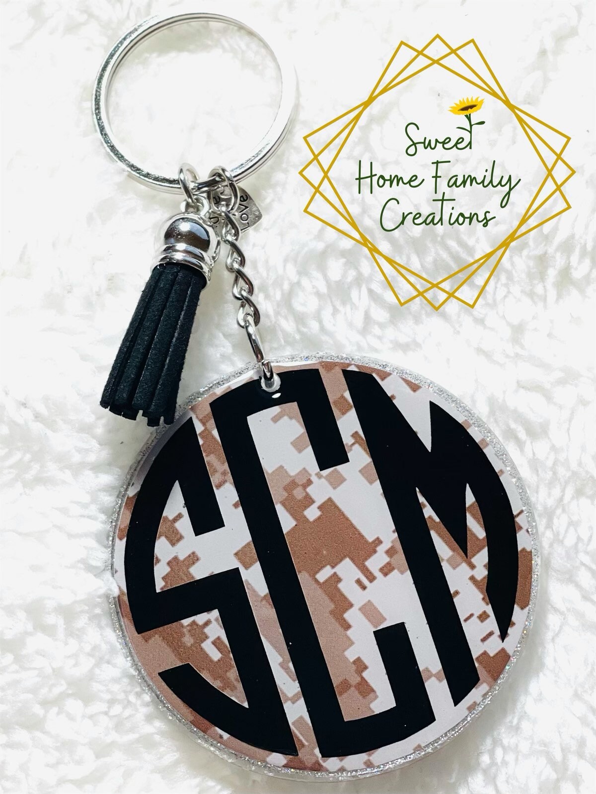 Circle Monogram Acrylic Keychain Personalized Keychain | Etsy