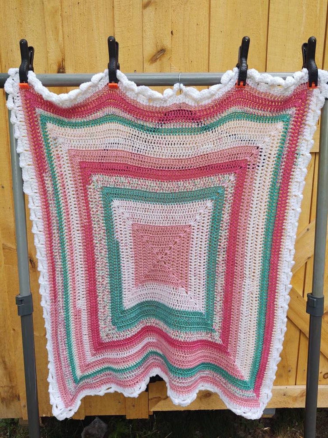 Baby Blanket With Wave Border and Smock - Etsy