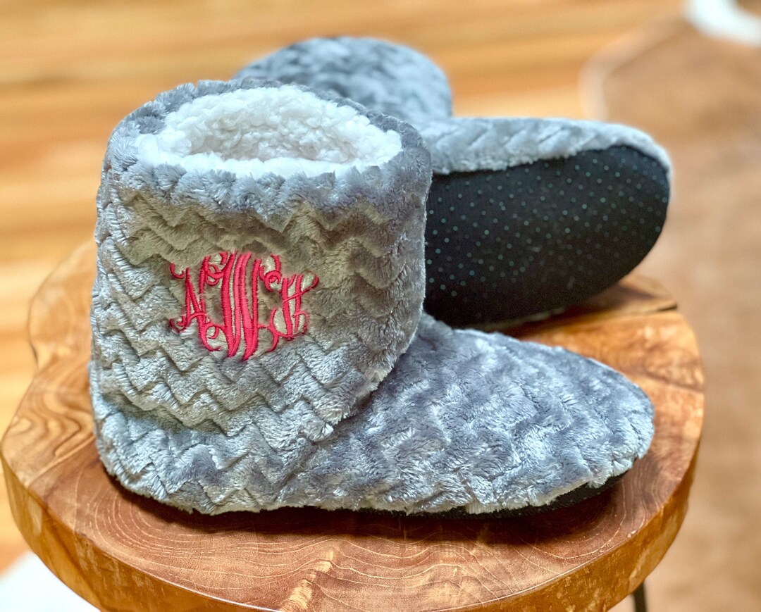 Booties Sleepers Embroidered Monogrammed Cozy Slippers Comfy - Etsy