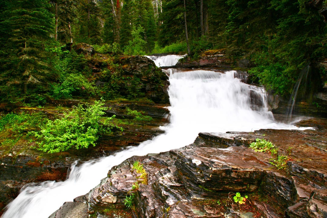 Sacred Dancing Cascade Waterfall Glacier National Park, Fed by Mcdonald ...
