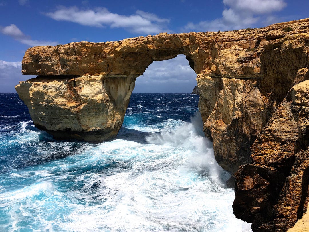 Natural Bridge of Limestone on the Island of Gozo Malta on ...