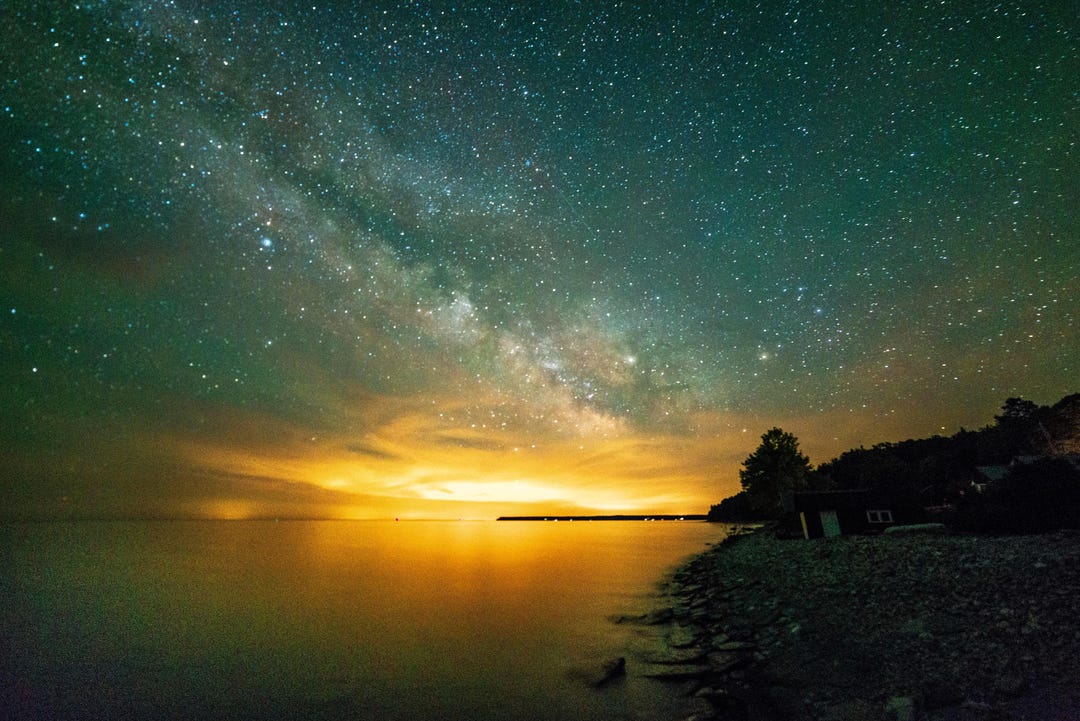 Milky Way & Stars Over the Lake Georgian Bay Part of Lake Huron ...