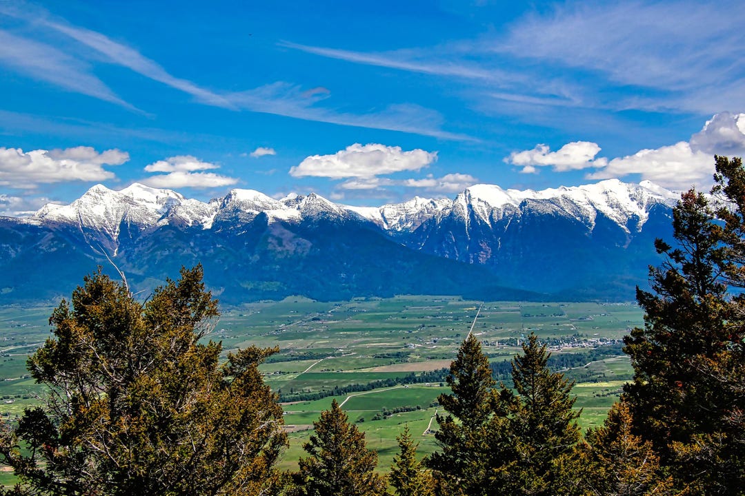 View of the Mission Mountain Range From Atop of the Bison Range in Montana Canvas Print ...