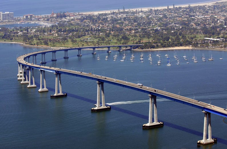 San Diego Coronado Bridge Canvas Print: Waterfront Wall Art - Etsy