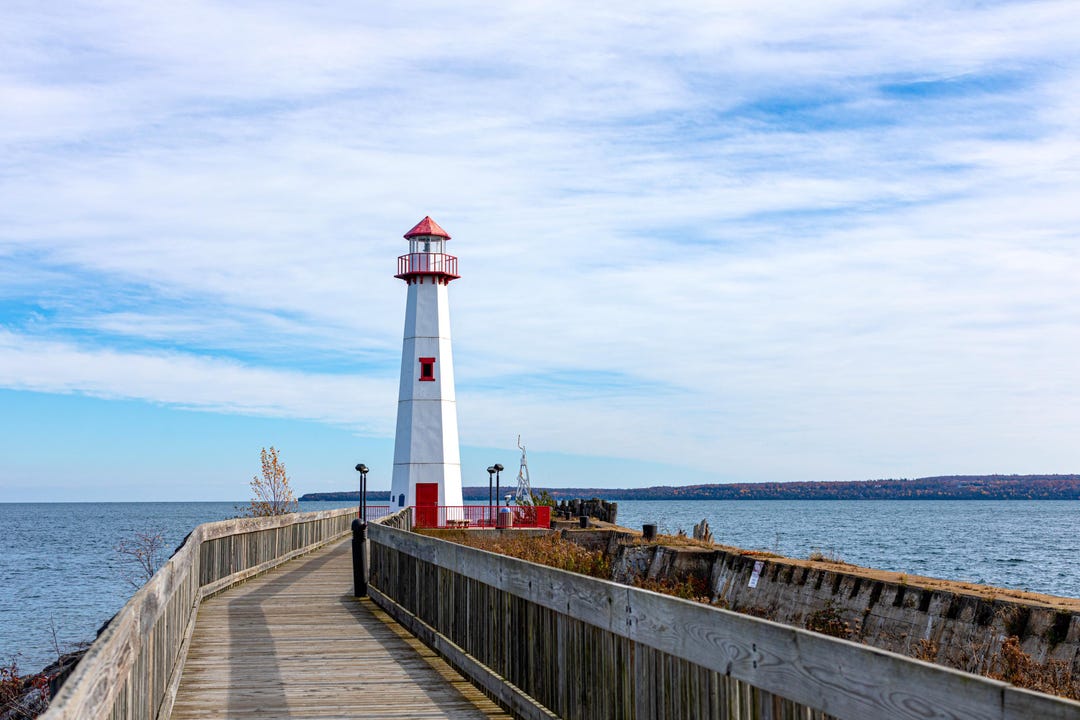 Wawatam Lighthouse Guards the Harbor of St. Ignace, Michigan in the ...