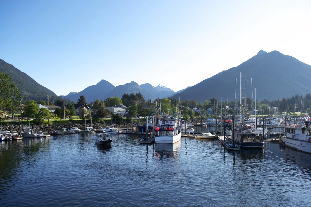 Boat Harbor View in Sitka, Alaska on Early Fall Morning, Showing the ...
