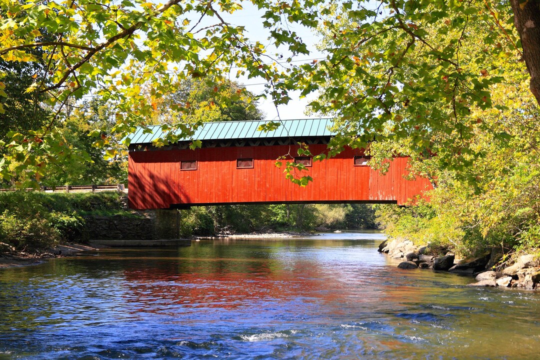 Battenkill River With Covered Bridge, It is One of Several Covered ...
