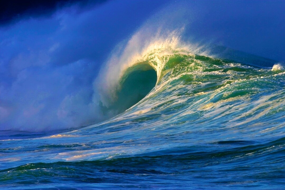 Giant Wave Crashes Near the Beach at Waimea Bay Hawaii Canvas Art ...