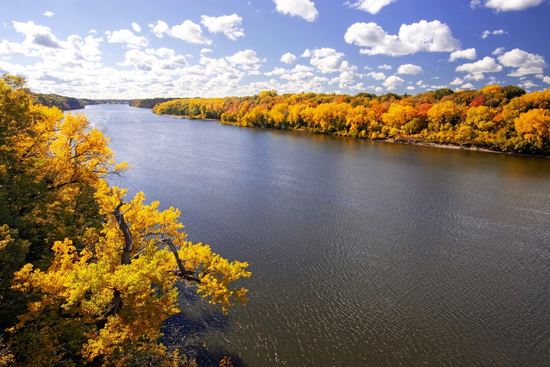 Autumn Mississippi River Canvas Print: Minneapolis Fall Foliage Wall ...