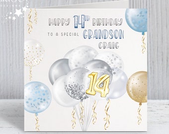 Grandson 14th Birthday Card - Etsy UK