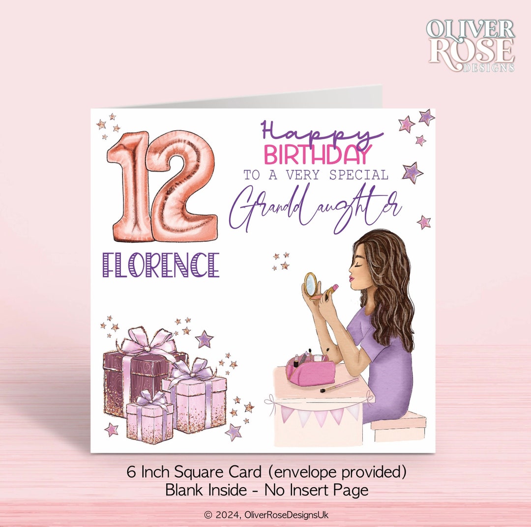 12th Personalised Birthday Card for Girls, Tweenager, Daughter ...