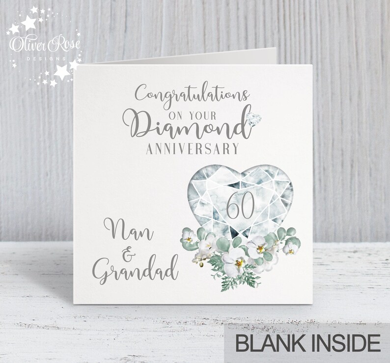 60th Diamond Anniversary Card Personalised 60 Years Approx | Etsy UK