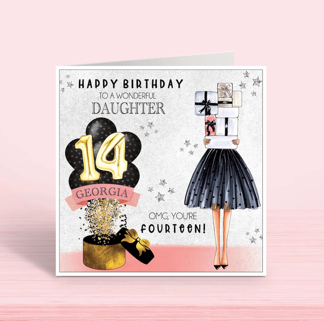 Personalised 14th Birthday Card: Teen Girl, Daughter, Niece Any ...