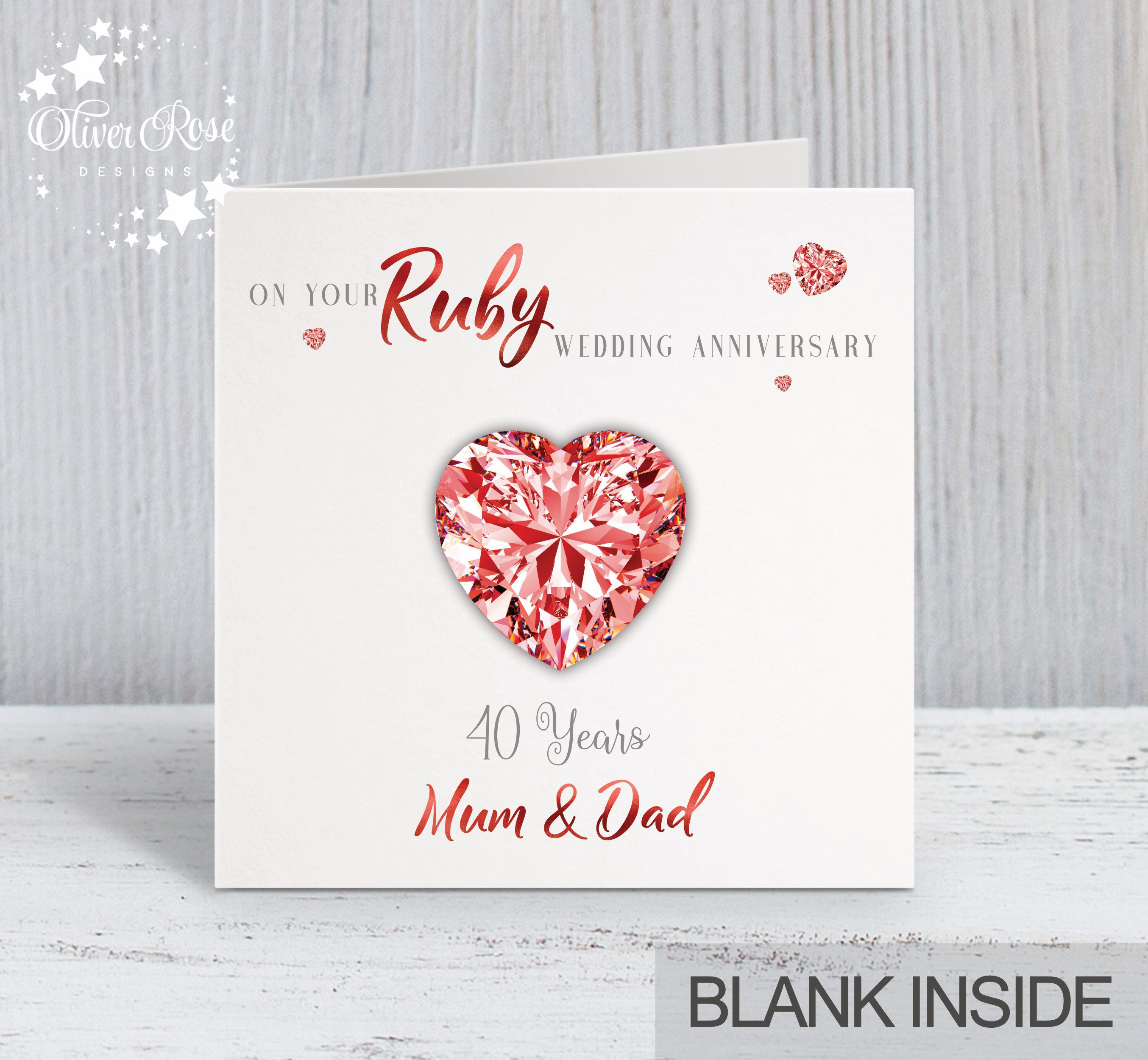 Ruby 40th Anniversary Card Personalised 40 Years Approx - Etsy UK