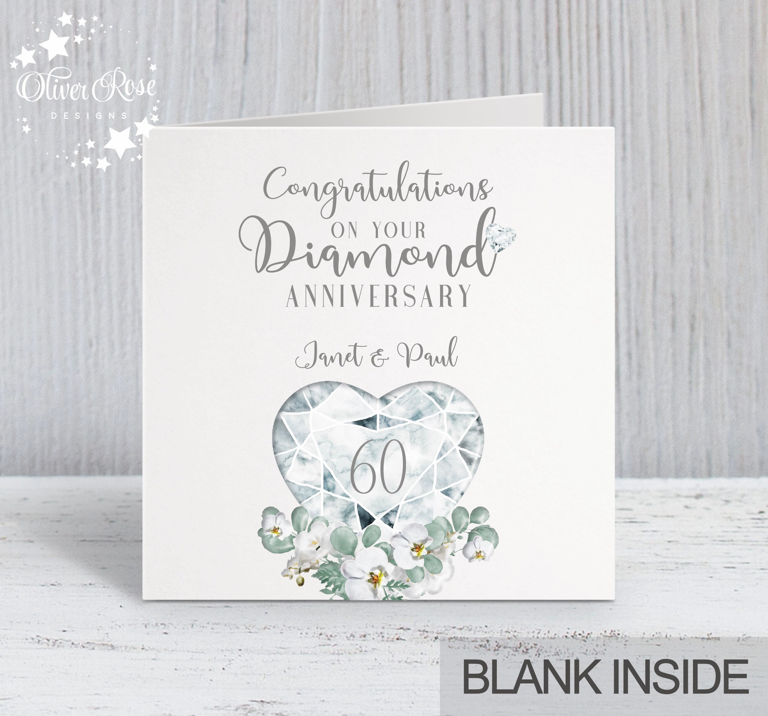 60th Diamond Anniversary Card Personalised 60 Years Approx | Etsy