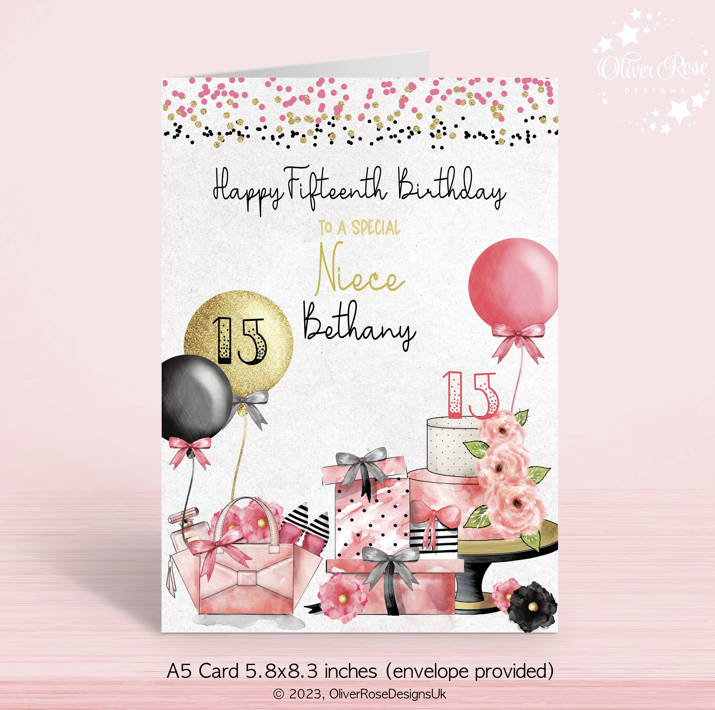 Personalised 15th Birthday Card for Girls Modern Glam - Etsy UK